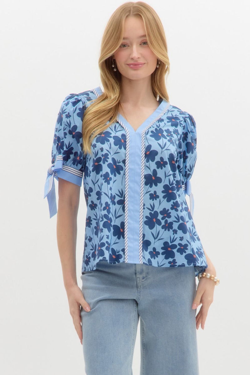 Blossom In Blue Top – Bayou Belle Boutique